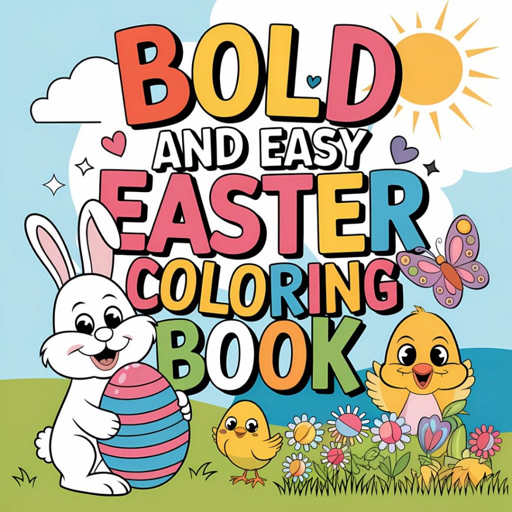 B027 Bold & Easy Easter Coloring Book Printable PDF Digital Coloring ...
