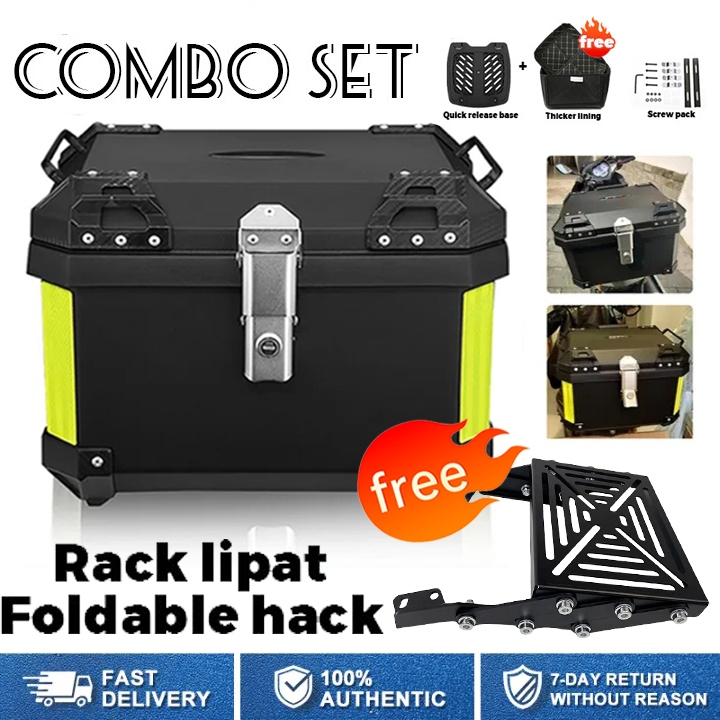 🔥Monorack + top box 🔥45L Top Box LC135 FIV8 Y15 Y16 RS150 RSX Foldable ...