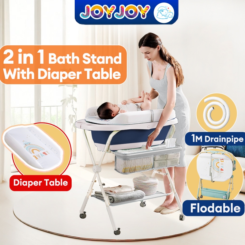 Baby BathTub With Stand Baby Bath Tub Foldable Baby Shower Mandian Baby Bath Support Besen Mandi ...