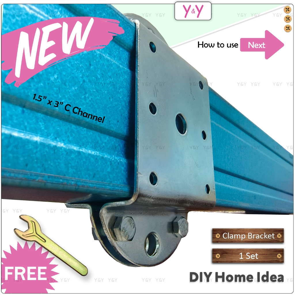 Y&Y Eco C Channel Metal Mounting Support Clamp Bracket / Tapak Besi ...