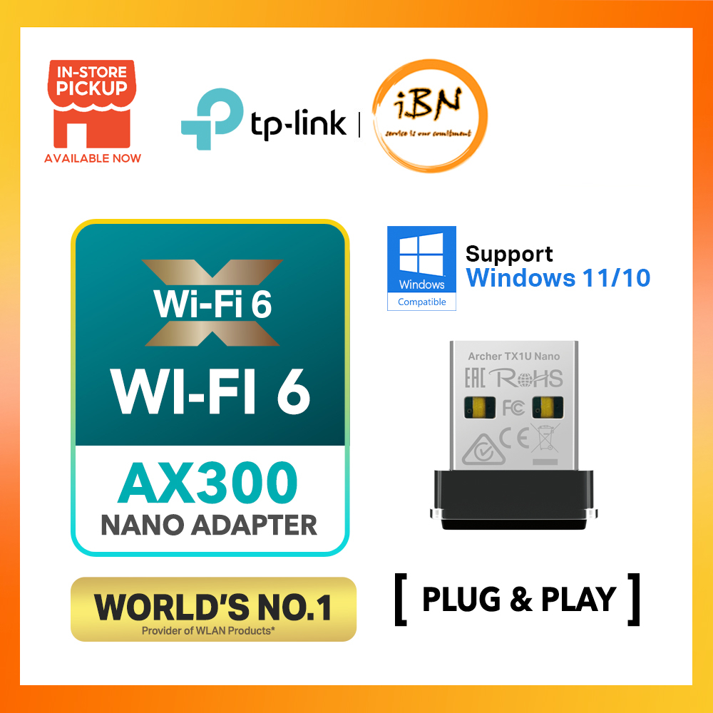 TP-Link AX300 Wi-Fi 6 Wireless USB Adapter Archer TX1U Nano Nano Size for PC Desktop Laptop ...