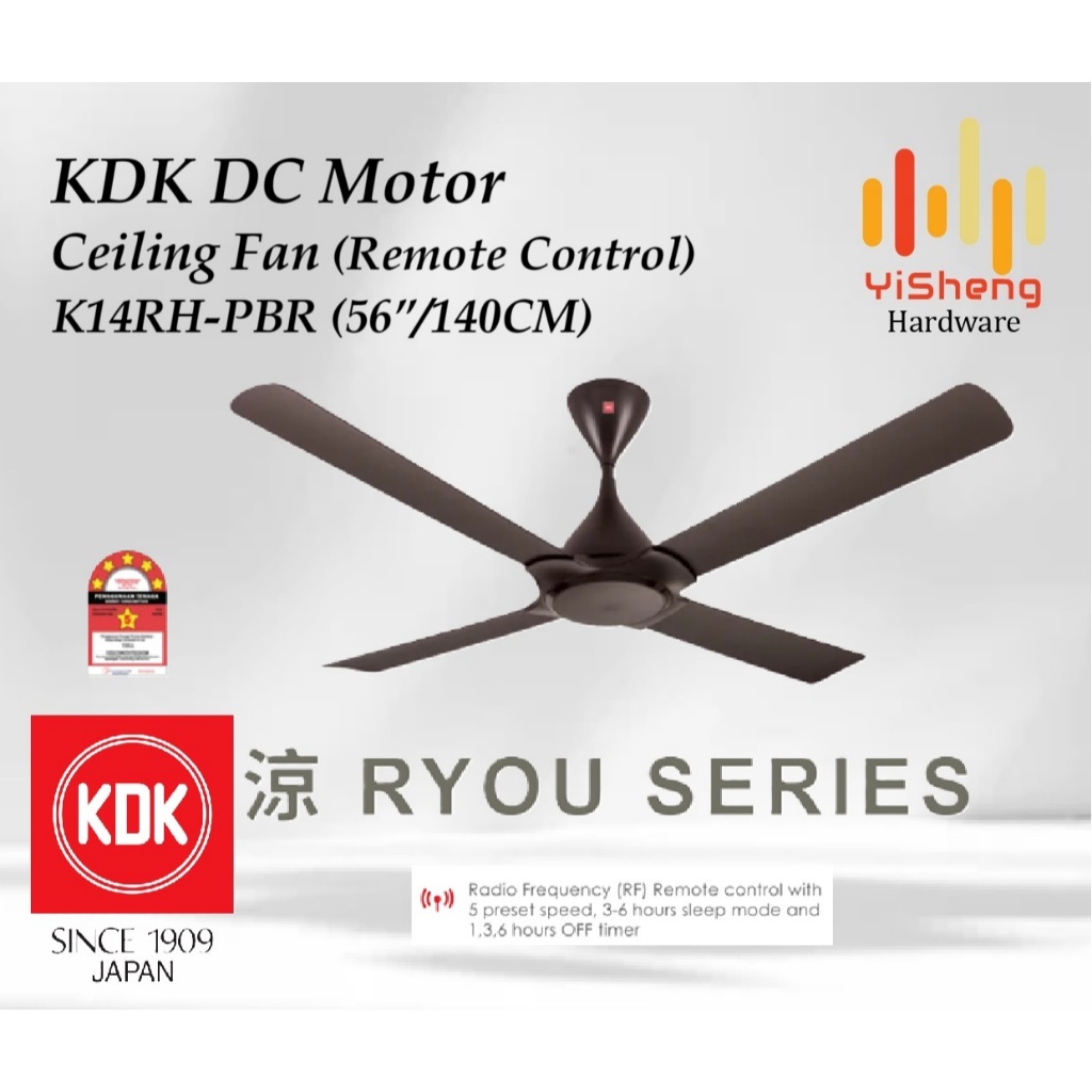 🌟(NEW MODEL) Kipas KDK (140cm/56") DC Motor Remote Control 4 Blades ...