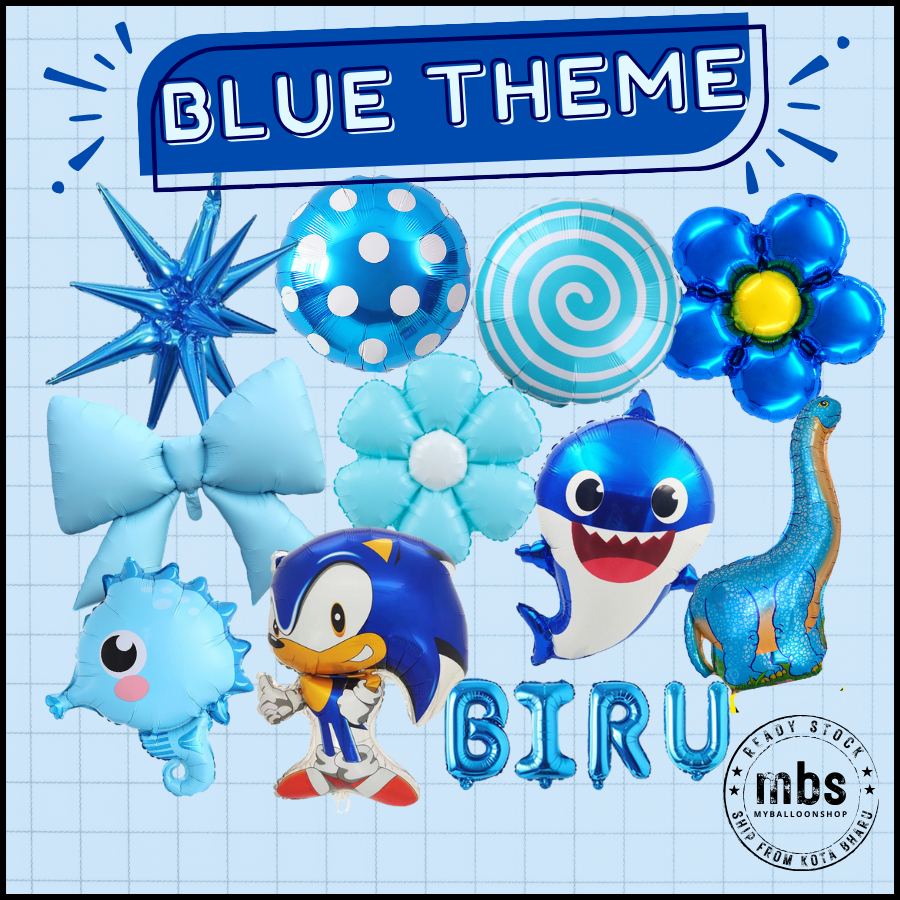 Belon Rumah Sukan Biru Tema Blue Theme Set Decoration Party Balloon ...