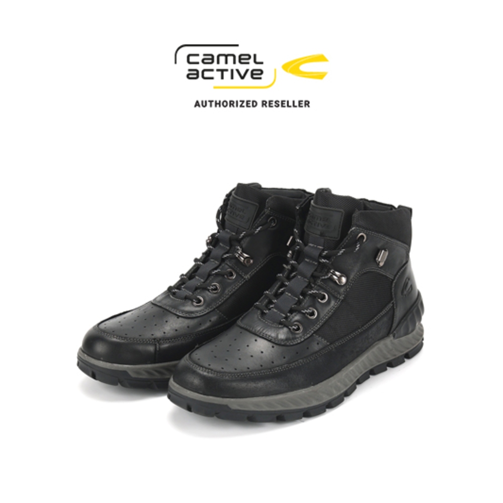 camel active Leather Canvas High Cut Boots Men Black ASHFORD 862501 ...