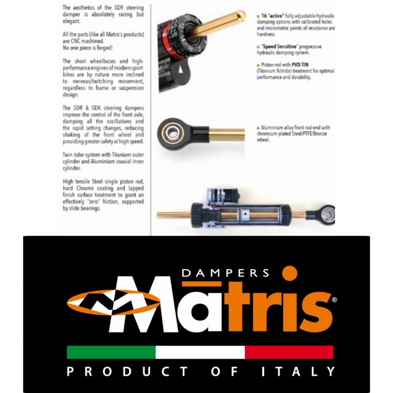 (CLEAR STOCK) XMAX 250 V1-V2 MATRIS DAMPER 80MM SDR-SERIES UNIVERSAL ...