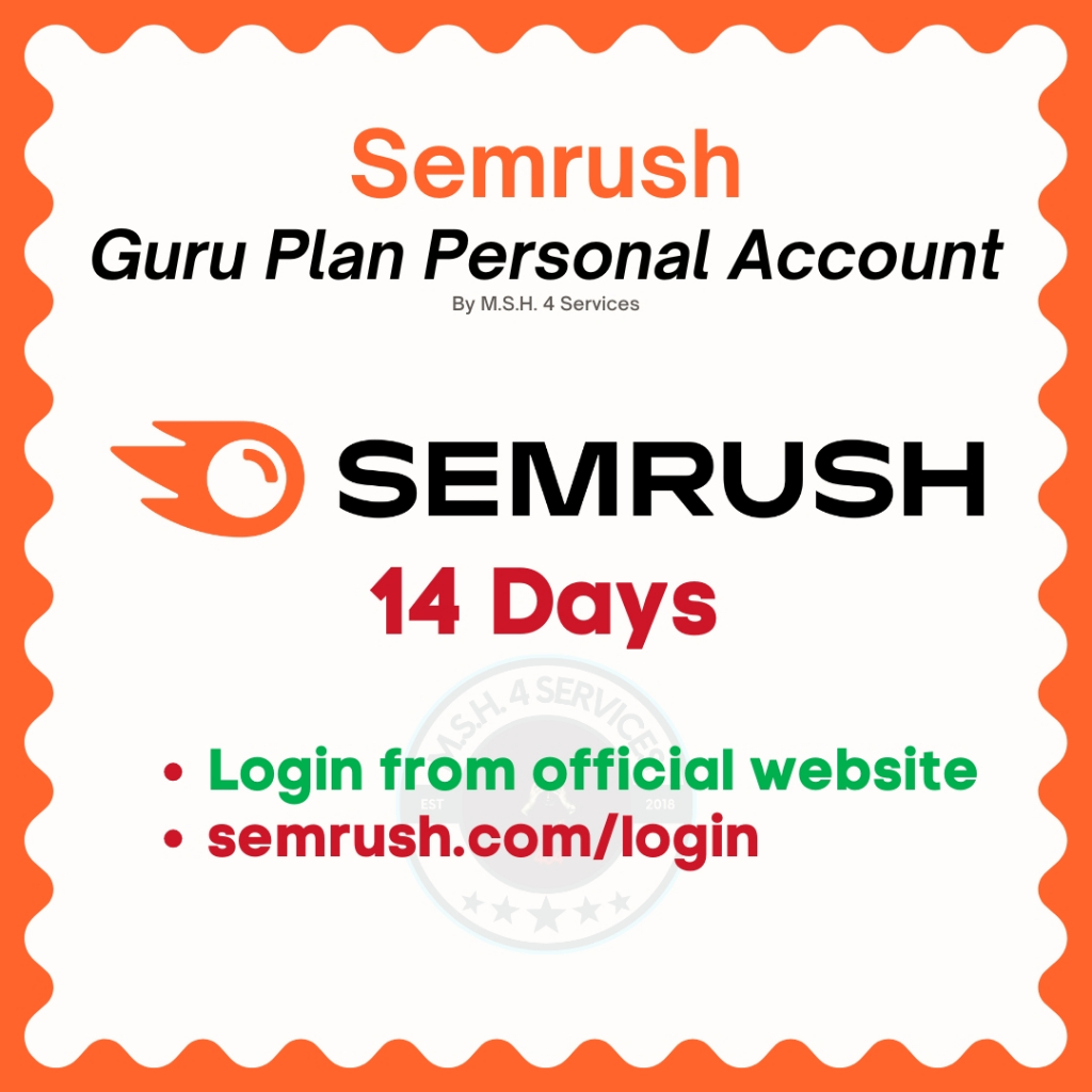 Semrush GURU/PRO Plan | Private Personal Account | 14 Days FREE ...