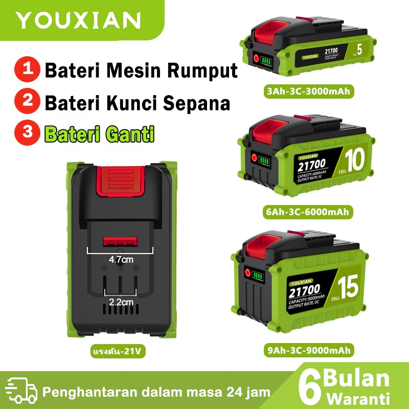 YOUXIAN 21700 Battery 21V 3Ah/6Ah/9Ah Bateri Drill Grass Cutter wrench battery Lithium battery ...