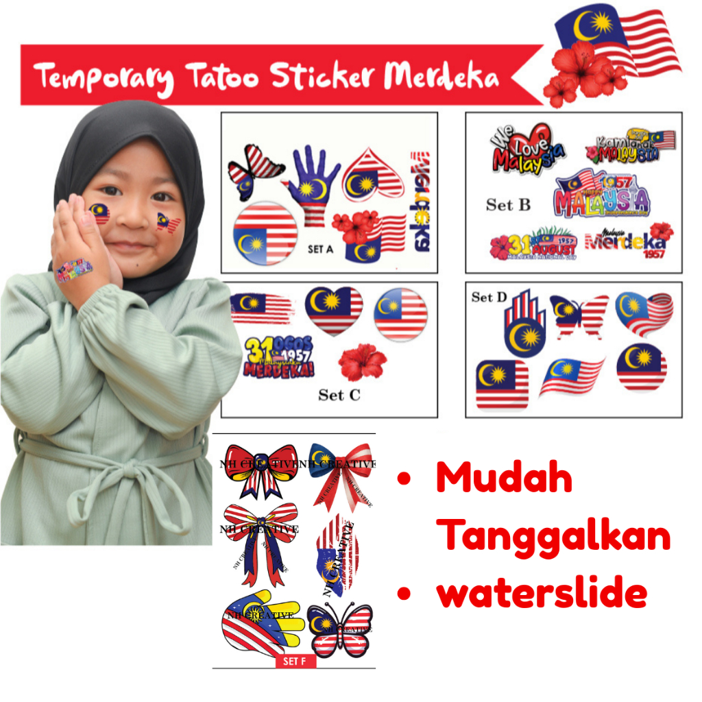 Sticker Pipi Merdeka . Stiker Tattoo Removable & washable | Shopee Malaysia