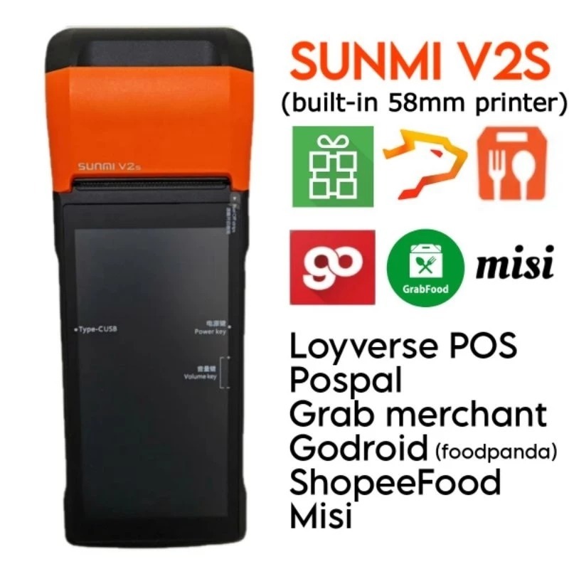Sunmi V2S 3+32GB ( NO NFC ) / (GRAB/FOODPANDA/SHOPEEFOOD/LOYVERSE/SHOPIFY POS/FEEDME ) | Shopee ...