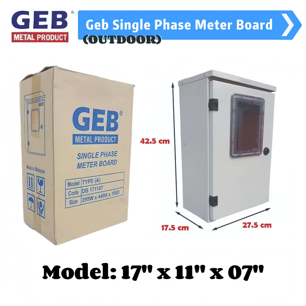 GEB Single Phase ~171107 Outdoor KWH Meter Board /KOTAK METER BESI ...