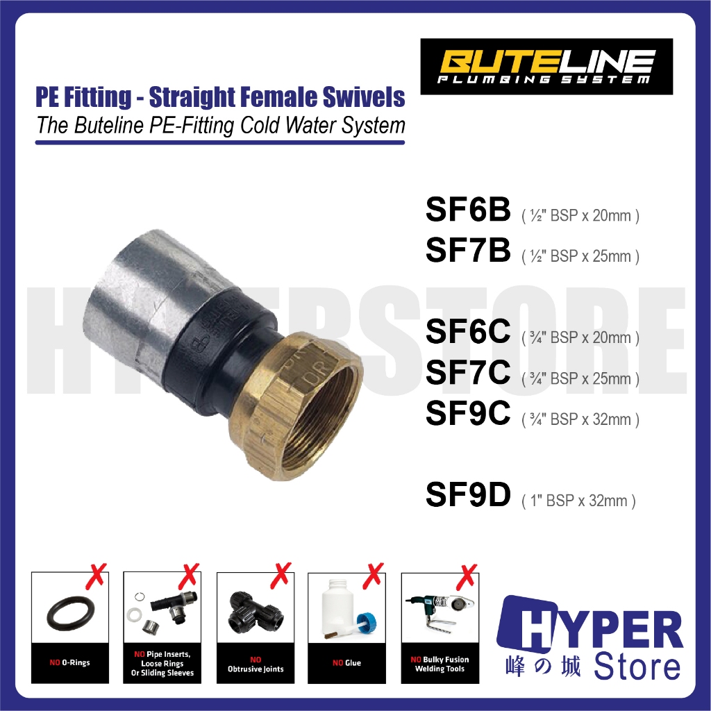 Buteline Fitting | PE Straight Female Swivel ( F.T.A ) Socket | Cold ...