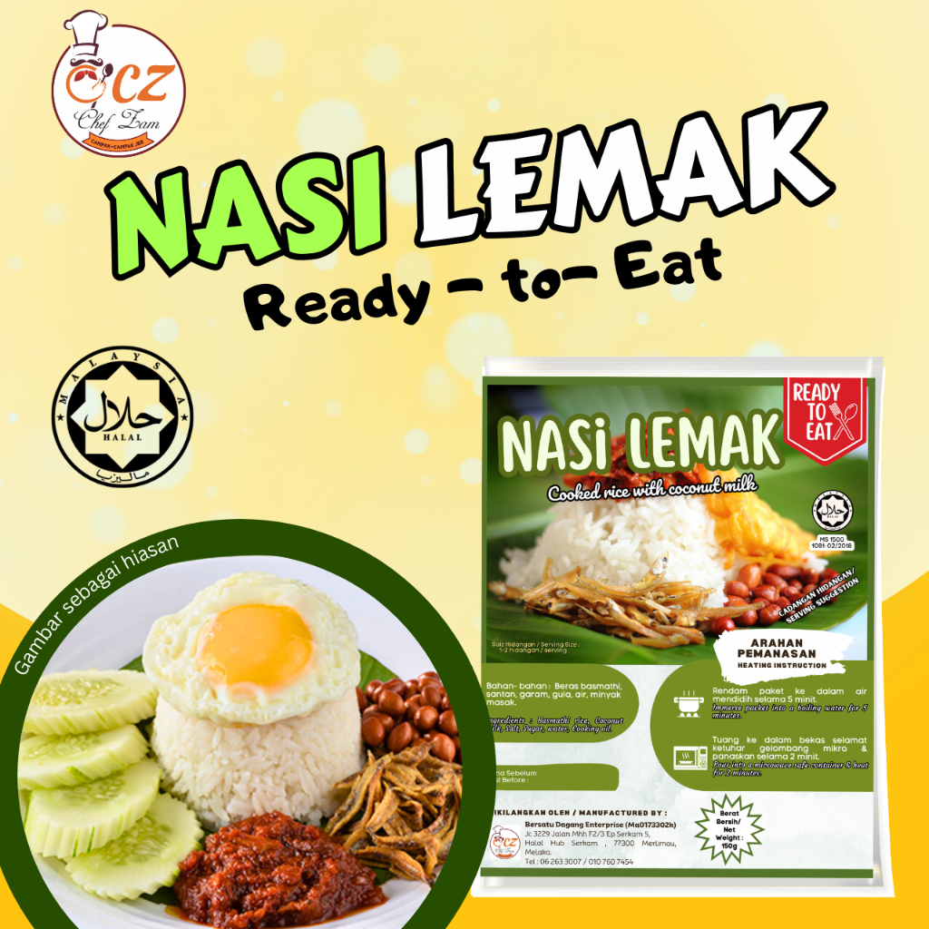 Chef Zam NASI LEMAK FREE SAMBAL150GRAM READY TO EAT travel KEMBARA ...