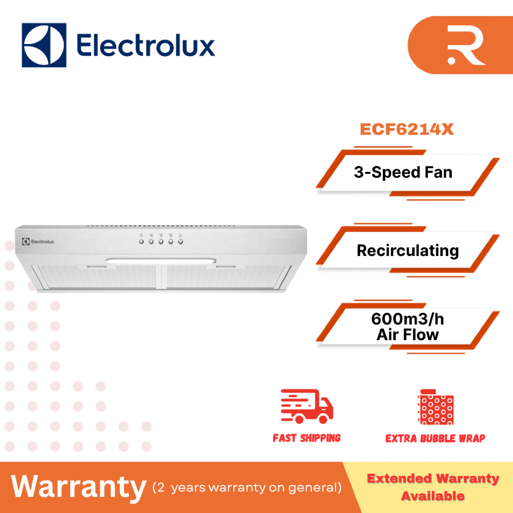 ELECTROLUX 60cm/90cm Fixed Cooker Hood (Stainless Steel) ECF6214X ...