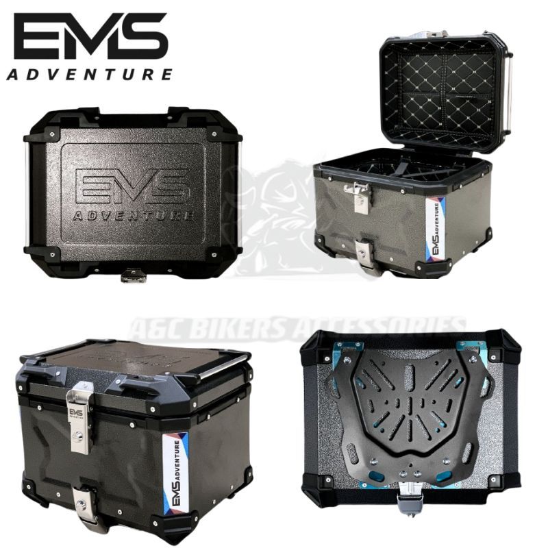 EMS ADVENTURE Motorcycle Top Box 45L Aluminium Anti-Scratch Frosted ...