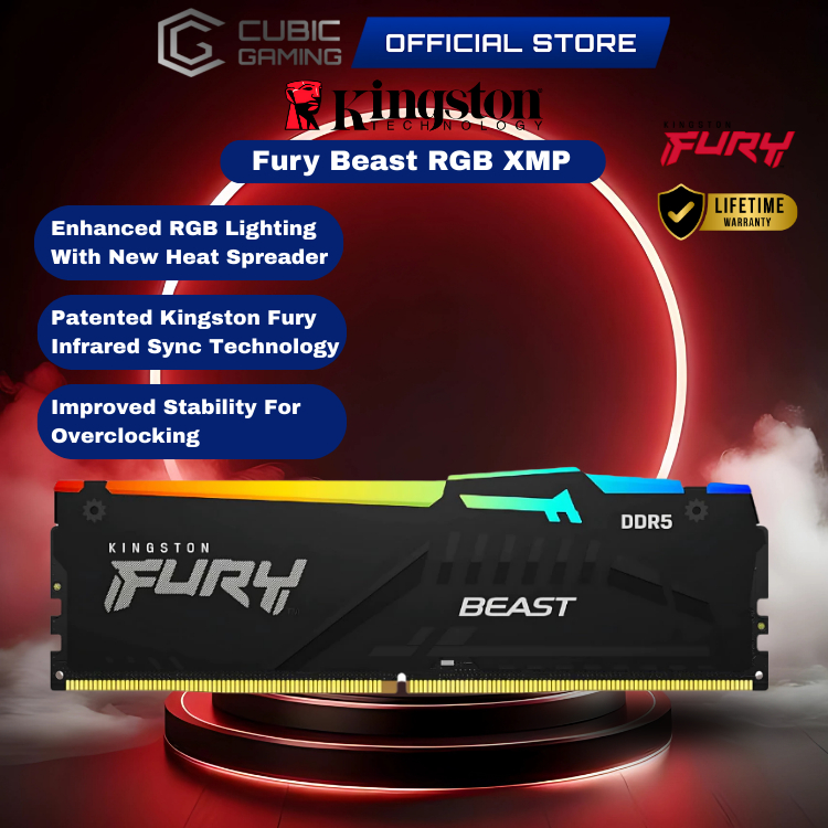 Kingston Fury Beast Black RGB XMP 16GB / 32GB / 64GB 6000MT/s DDR5 CL30 DIMM Desktop Gaming ...