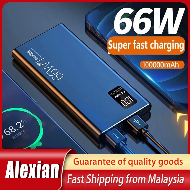 PD 66W powerbank 100000mah asal bank kuasa pengecasan super cepat ...