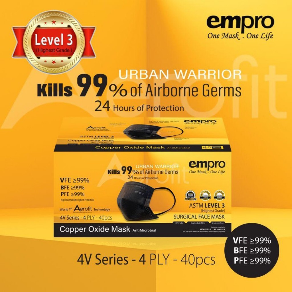 URBAN WARRIOR–EMPRO COPPER OXIDE MASK 4 PLY [ Anti-Microbial ] 4V ...