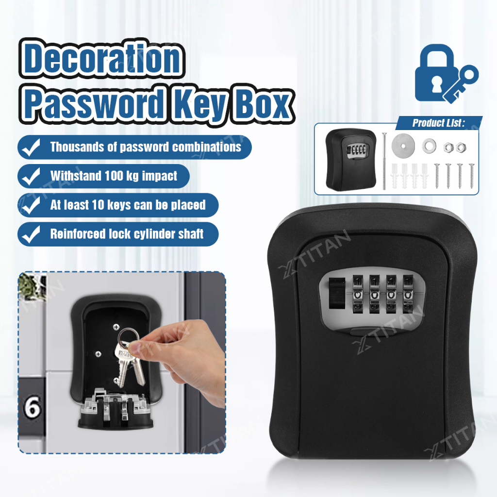 【NEW】Wall Mount Key Safe Box Key Storage Lock Box Password Key Locker ...