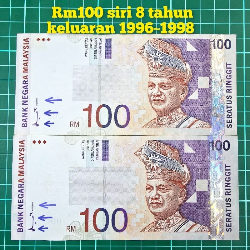 (A327) rm100 siri 8 duit lama duit kertas lama rm100 lama tabung duit kertas duit syiling lama ...