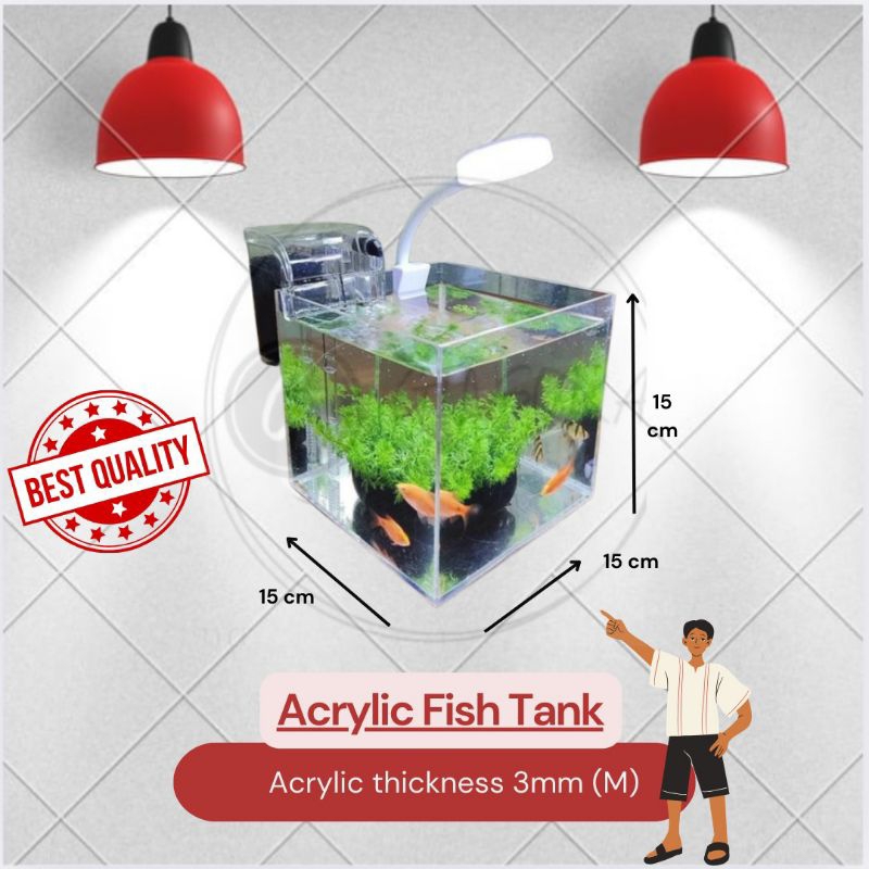 Acrylic Fish Tank Ikan Aqua Tank 15CM*15CM*15CM | Shopee Malaysia