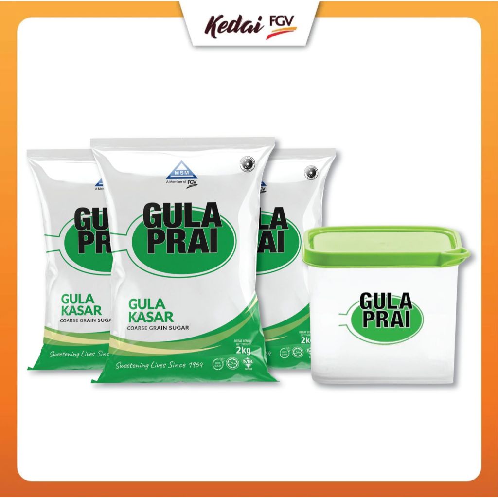 COMBO SPECIAL : GULA PRAI PASIR KASAR 2KG X 3 PERCUMA BEKAS GULA ...