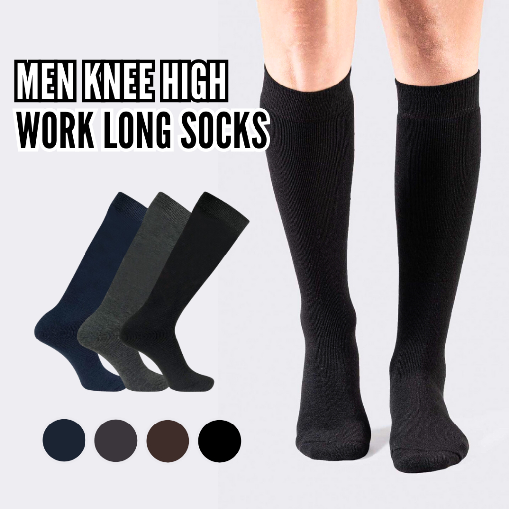 MEN EXECUTIVE DARK COLOR SOLID KNEE HIGH DRESS SOCK WORK LONG SOCKS ...