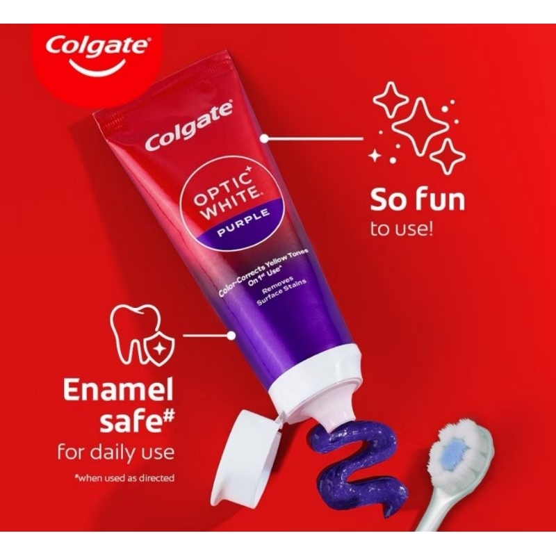 Colgate Optic White Purple Whitening Toothpaste (100g) 2pcs | Shopee ...