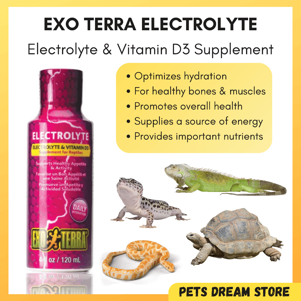Reptile Electrolyte Exo Terra ELECTROLYTE VITAMIN D3 SUPPLEMENT Calcium ...