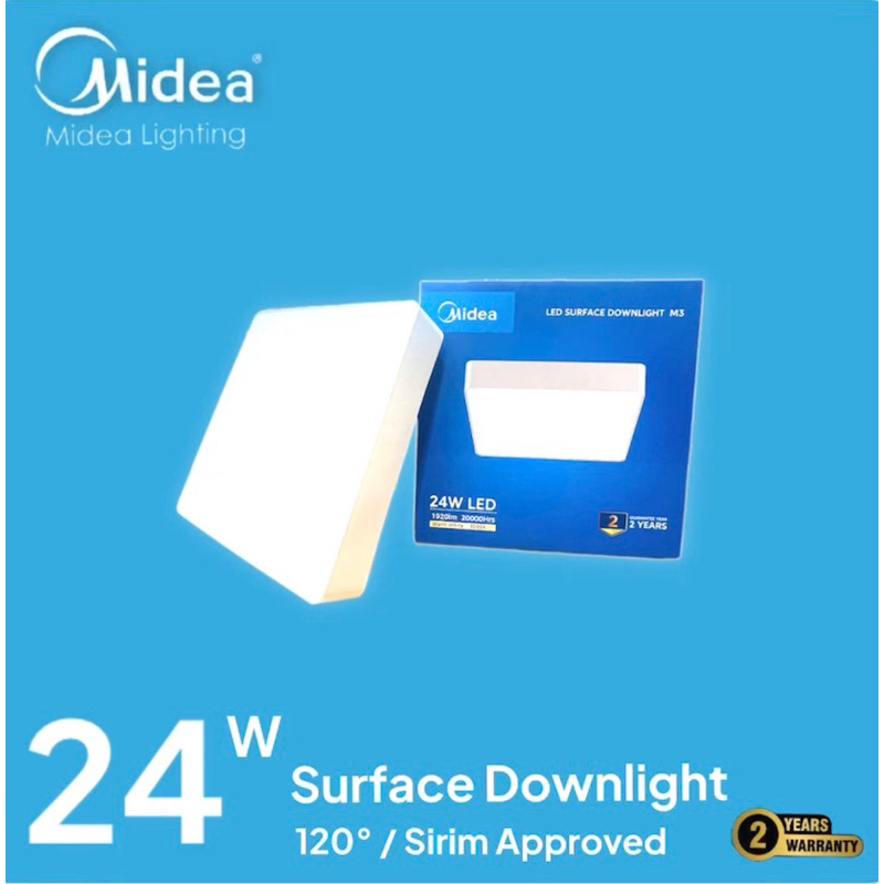 Midea Lighting Surface Downlight Square White M3 (24W) MDL-DLM80S24W-03 ...