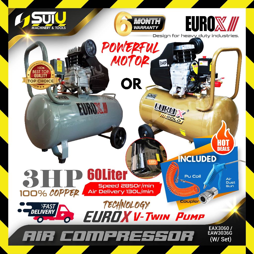 [READY STOCK, ORIGINAL, MY SPEC] EUROX EAX3060 / EAX-3060 / EAW3060 / EAW-3060 60L 3HP Direct ...