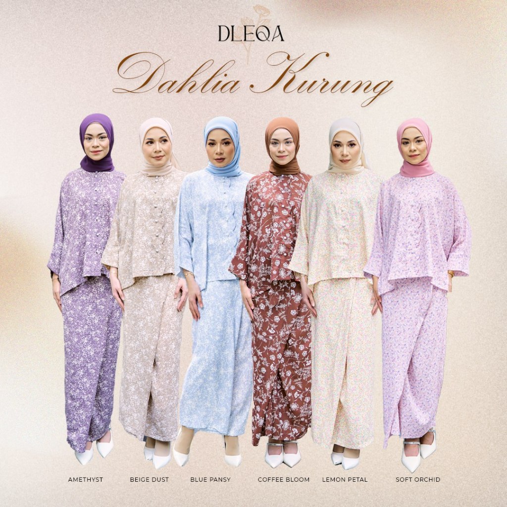 DLEQA Baju Kurung Moden Dahlia with Button Pearl Semi Instant Pario ...