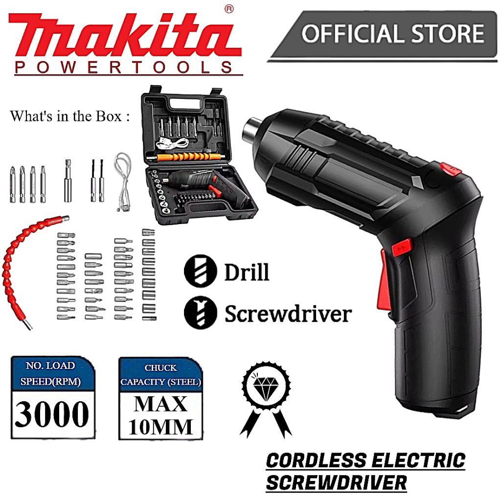(Ship within 12hour) MAKITA Electric Screwdriver Pemutar Skru Drill Set ...