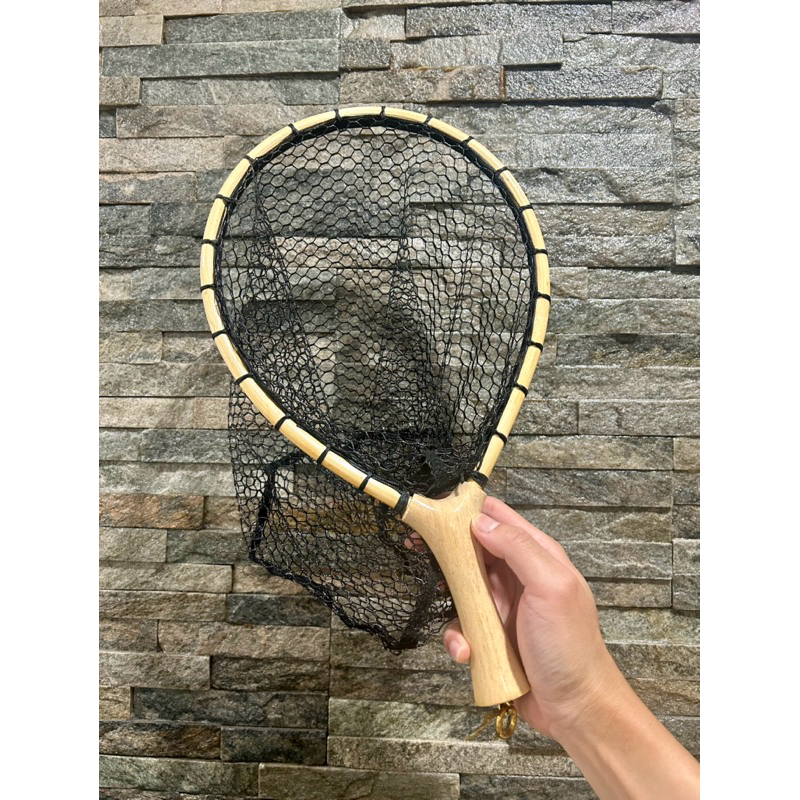 (L size) Fishermen real wood hand net. Sauk stream ikan jeram mini sauk ...
