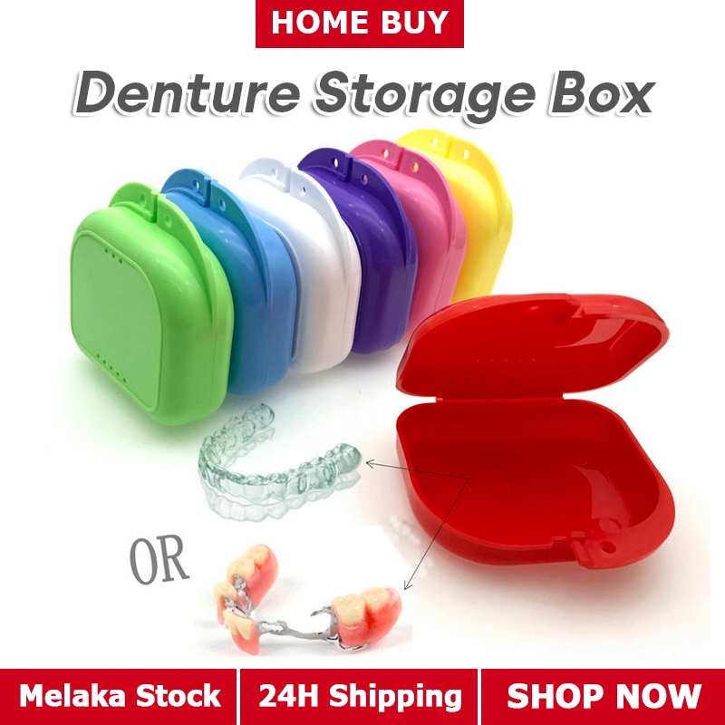 Denture Box with Air Hole Dental Orthodontic Retainer Case Mouth Guard ...
