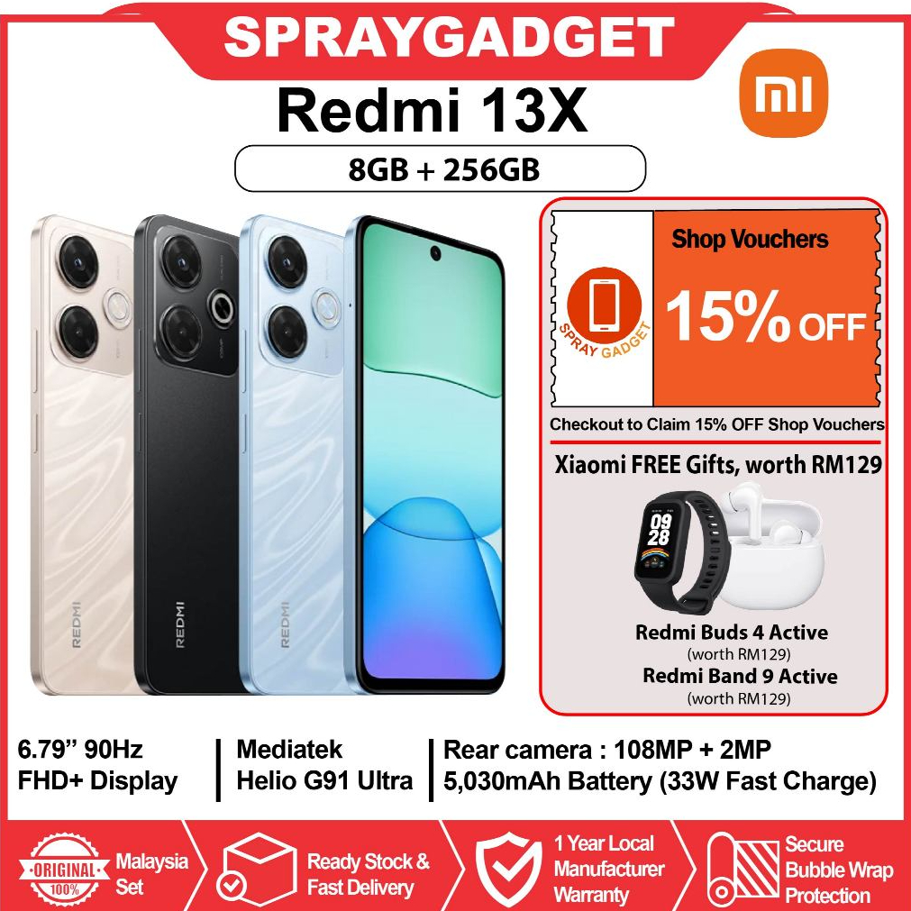 Redmi 13X (8GB RAM + 256GB ROM) 108MP Super Clear Camera l 33W Fast ...