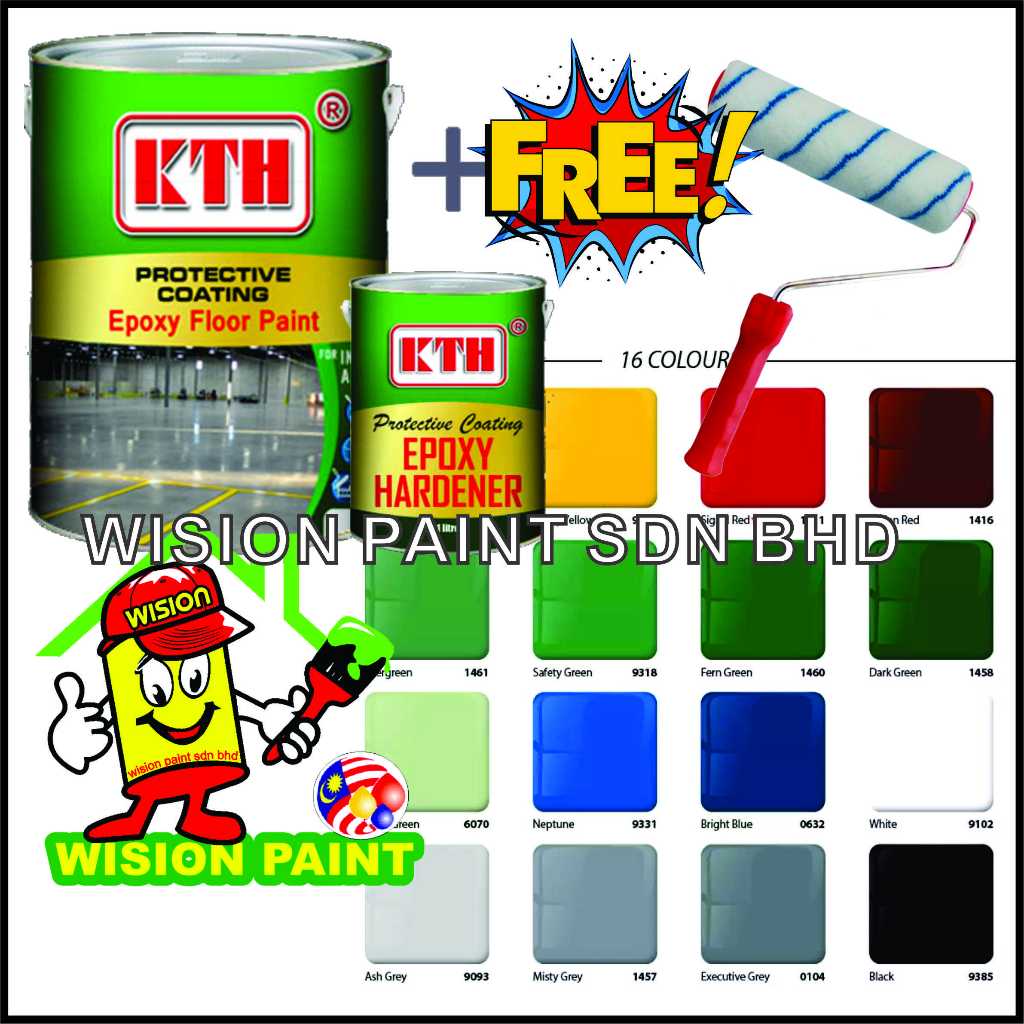 5L KTH EPOXY FLOOR PAINT / expoxy floor ( FREE 7" ROLLER SET ) cat ...