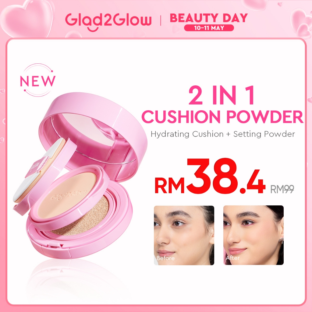 Glad2Glow 2in1 Perfect Pair Cushion Powder Setting Powder Hydrating ...