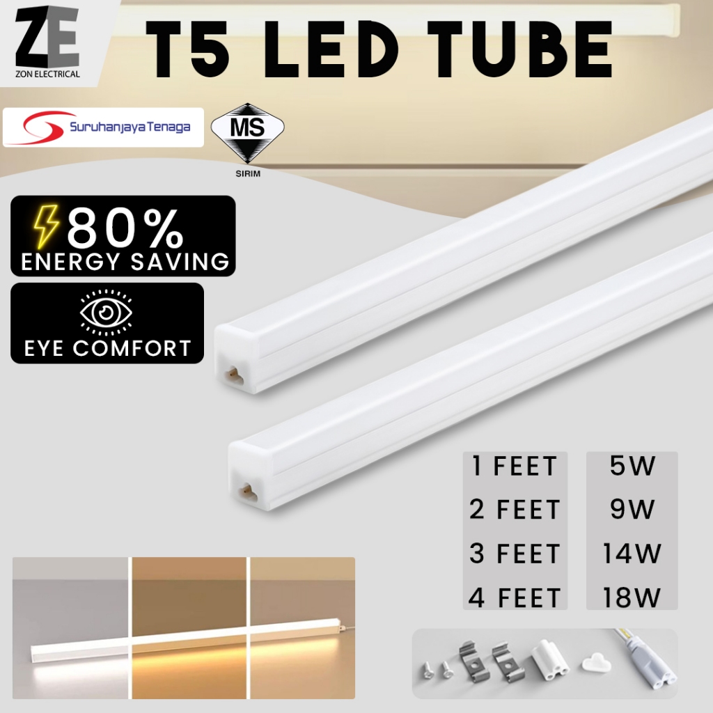 [SIRIM] Premium SOVER 3 Colour LED T5 Tube Light Lamp Bulb Set Celling Light Energy saving Long ...