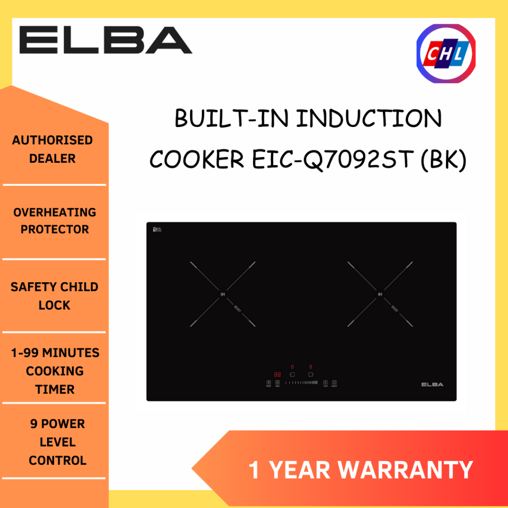 ELBA BUILT-IN INDUCTION COOKER DUAL COOKING ZONES EIC-Q7092ST (BK)-ELBA ...