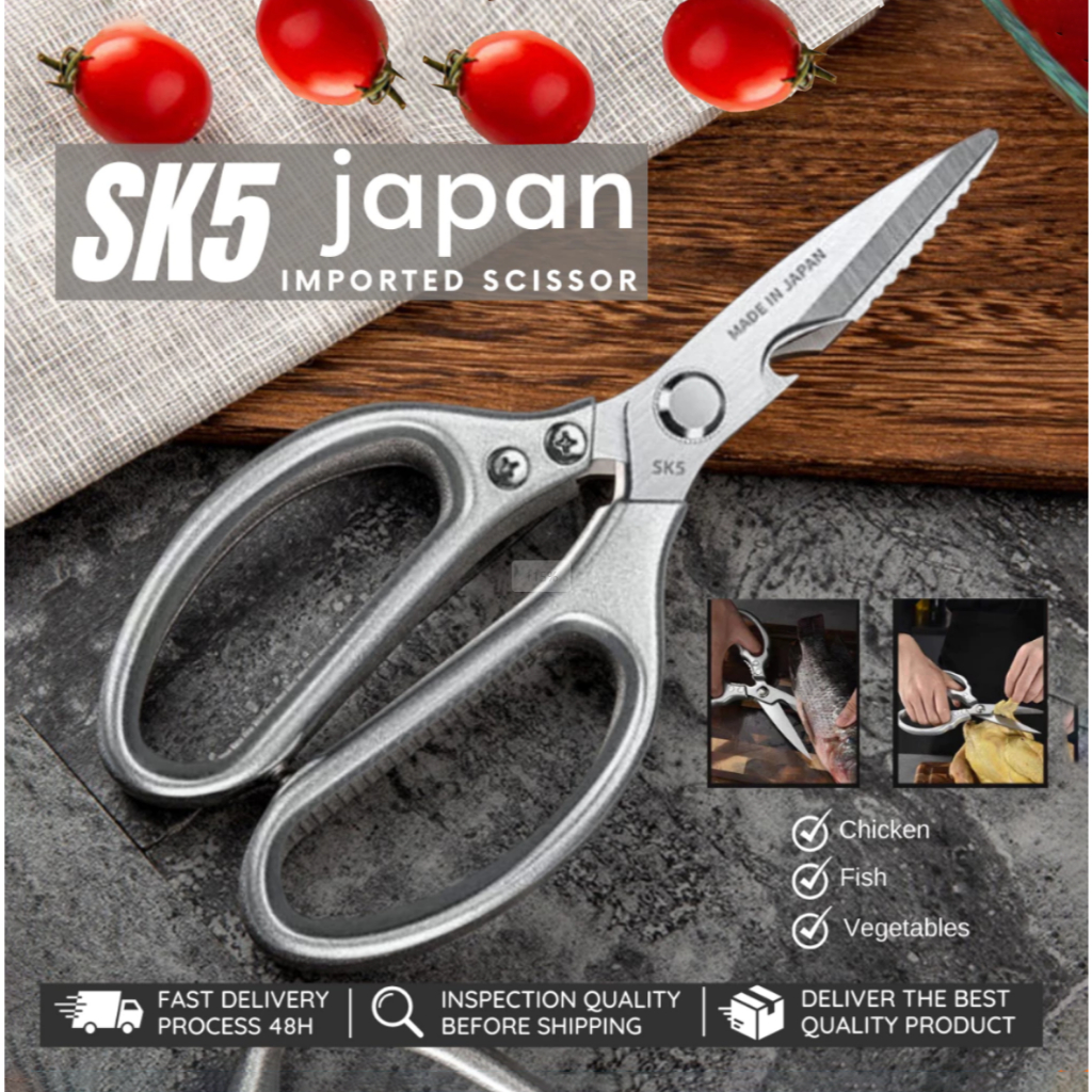 SK5 Japan Kitchen Scissor Multipurpose Heavy Duty Scissor Chicken Bone ...