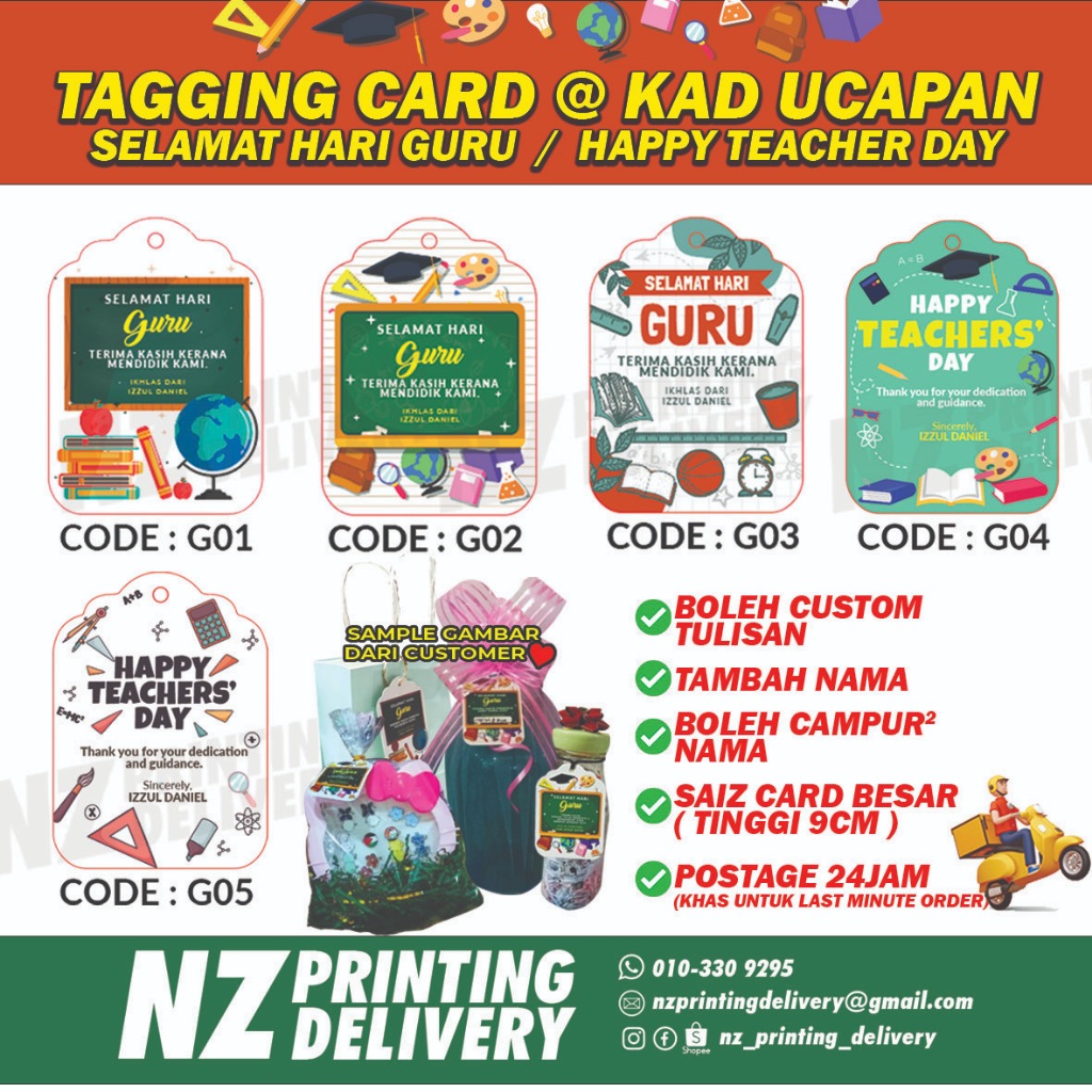 TAG CARD HARI GURU KAD UCAPAN SAIZ BESAR HAPPY TEACHER DAY 20PCS BOLEH ...