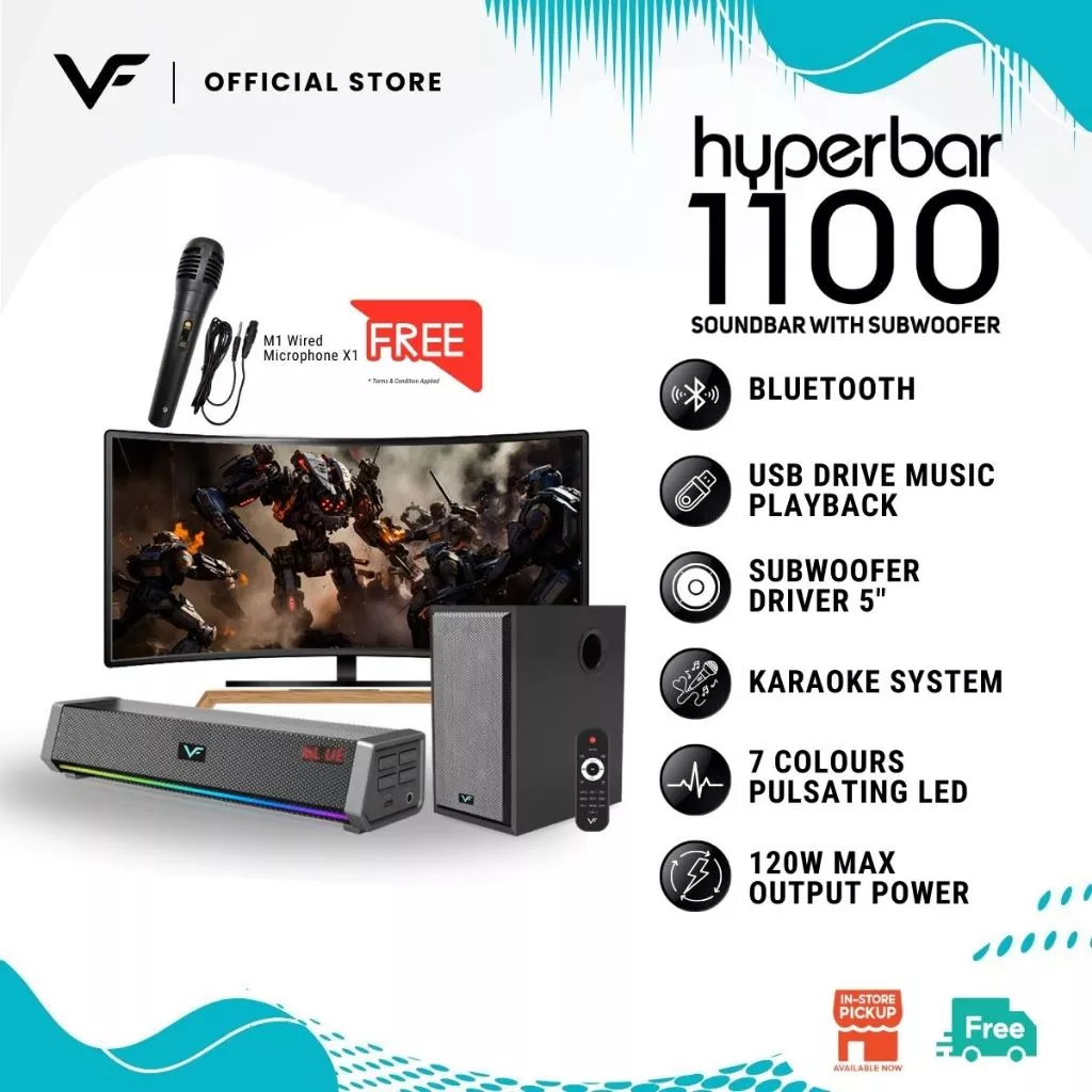 Vinnfier VF Hyperbar 1100 with Sub Woofer Bluetooth FM Radio USB Drive ...