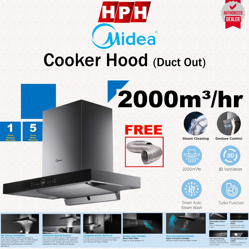 Midea Cooker Chimney Hood MCH-90V71 / MCH-90J52 / MCH-90M80AT / MCH ...