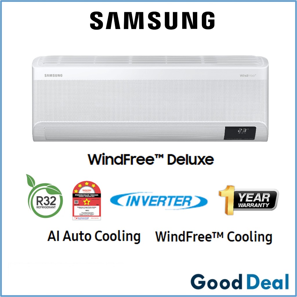 Samsung Wind Free Deluxe 1HP / 1.5HP / 2HP / 2.5HP Inverter R32 Air ...