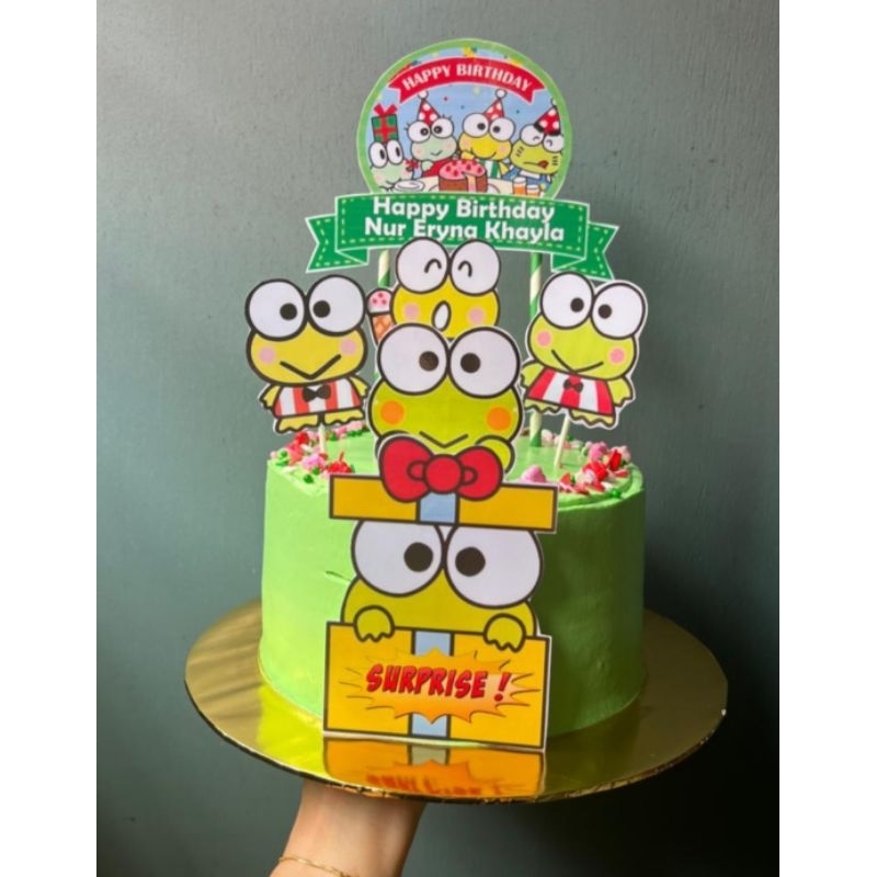 Keroppi topper cake. Green fan!! | Shopee Malaysia