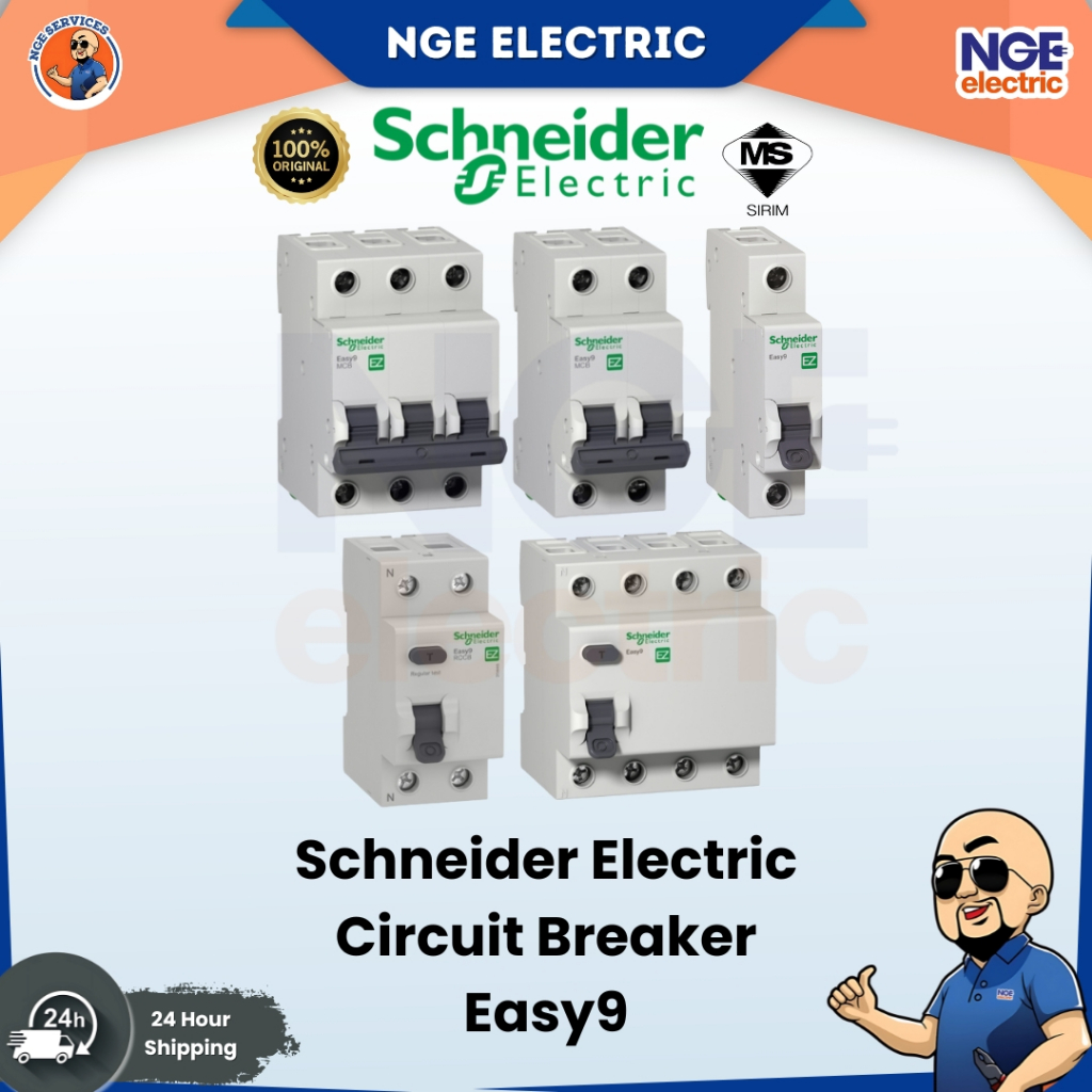 Schneider Easy9 10A 20A 32A 63A 1 Pole/2 Pole MCB SIRIM APPROVED / Miniature Circuit Breaker ...