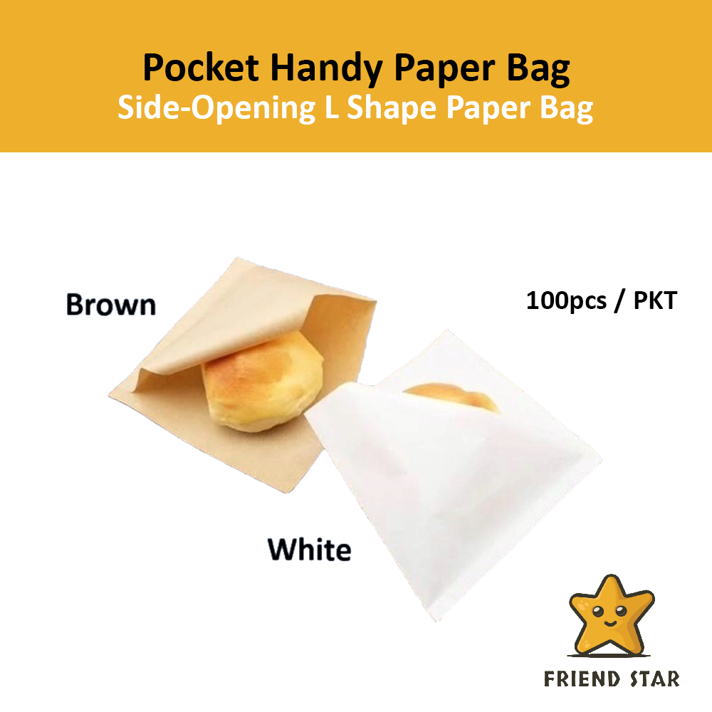 (100pcs) Waffle Bag / Handy Paper Bag / Sandwich Paper Bag / Oil proof ...