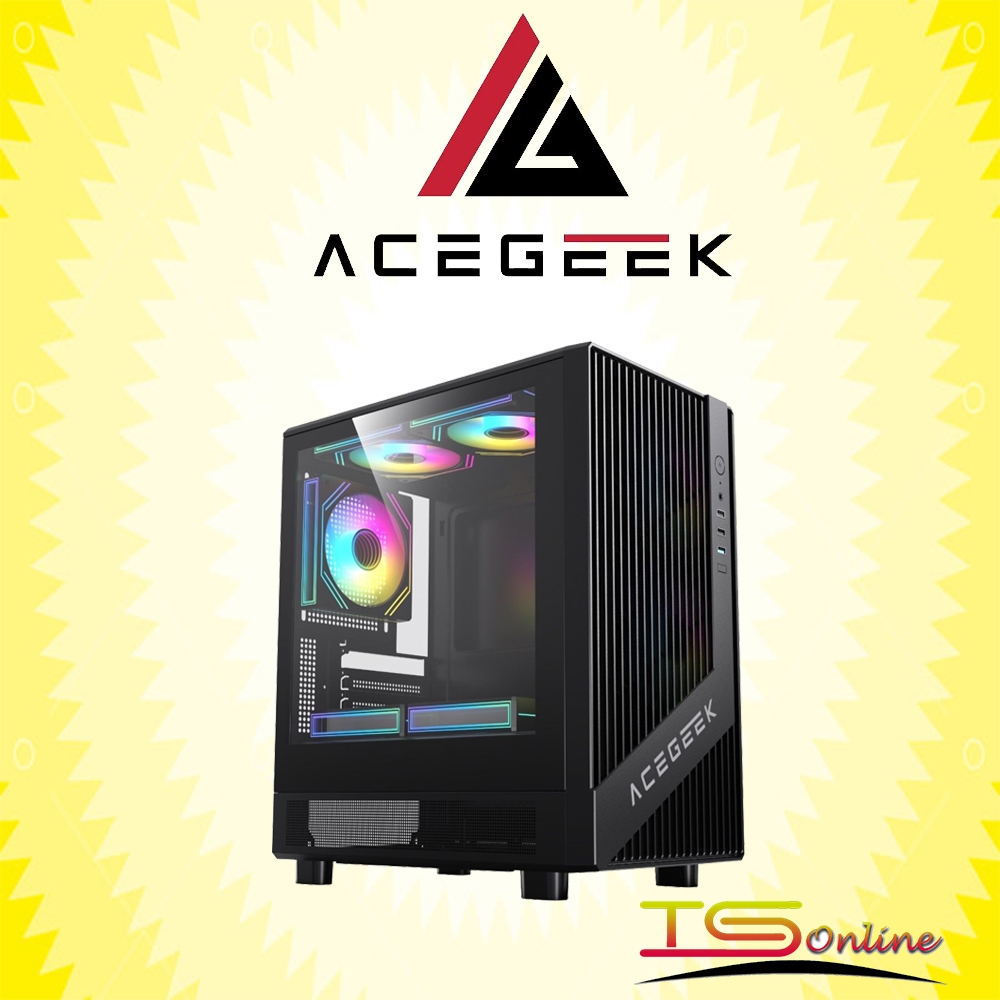 ACEGEEK BLADE Micro ATX / ITX Tempered Glass Transparent BLACK Gaming ...