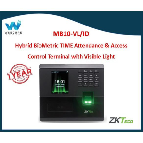 ZKTECO Hybrid BioMetric Time Attendance & Access Control Terminal with Visible Light - MB10-VL ...