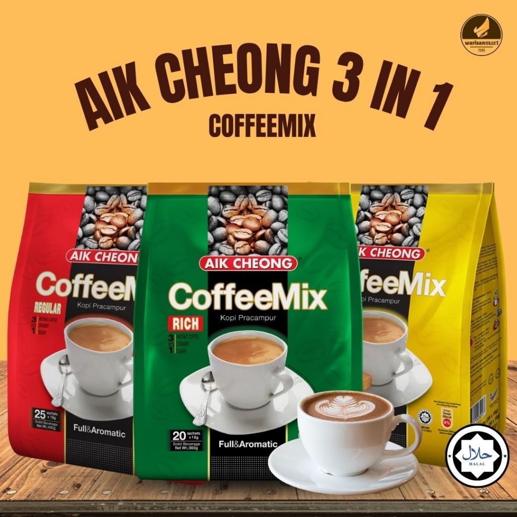 aik cheong instant 3 in 1 coffee mix regular I rich I brown 450g | Shopee Malaysia